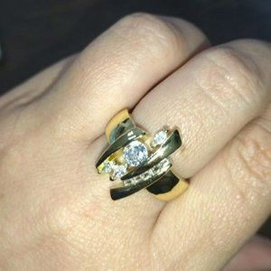 Jewelry | Unique Natural White Gemstone Gold Anillos Ring | Poshmark